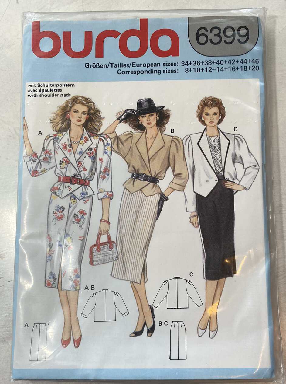Burda Sewing Pattern 6399 Misses' JACKET & SKIRT Size 8-20 UNCUT for ...