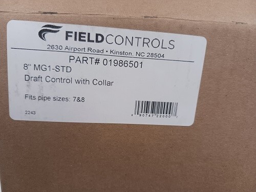 NEW Field Controls 8" MG1-STD Draft Control WITH COLLAR , Fit Pipe Size ...