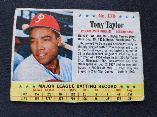 1963 Post Cereal Baseball Card # 178 Tony Taylor - Philadelphia ...