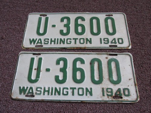 PAIR -- 1940 WASHINGTON STATE LICENSE PLATE PLATES ...