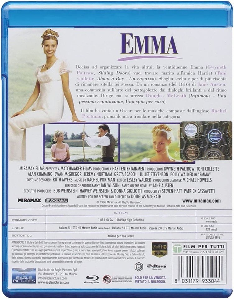 Emma (Blu-ray) Gwyneth Paltrow Toni Collette Alan Cumming Ewan McGregor ...