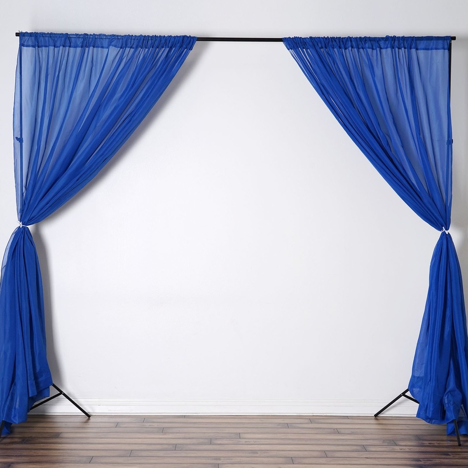 Royal Blue 10 x 10 ft Voile BACKDROP CURTAINS 2 Panels 5x10 ft Party ...