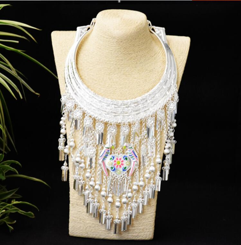 Chinese Hmong Necklace Women Tradition Sliver Colour Ethnic Neckwear ...