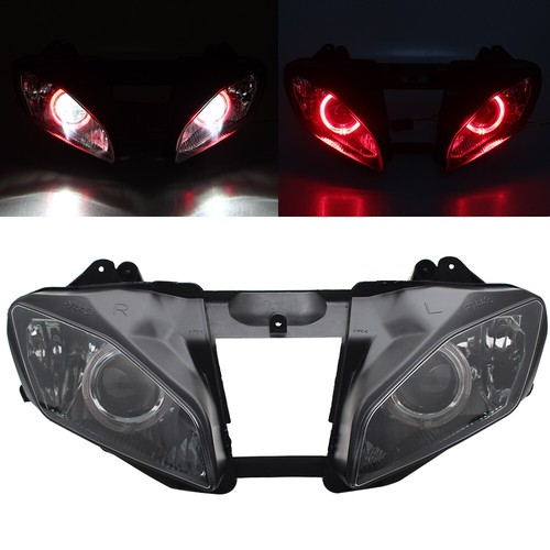 Headlight Assembly Red Angel Eye HID Projector Fit For Yamaha YZF R6 ...