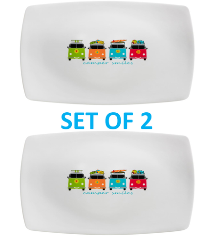 Flamefield SET OF 2 VW CAMPER SMILES Caravan Large Melamine Camping ...