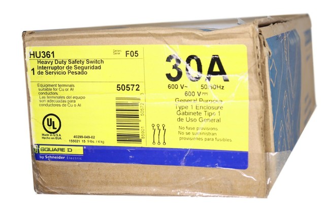 Square D HU361 600V Heavy Duty Safety Switch for sale online | eBay