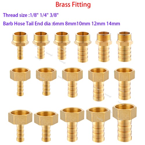 BSP Male/Female Thread x Barb Hose Tail End Connector Brass Fitting For ...