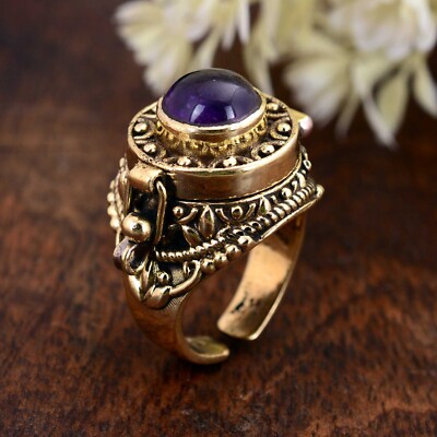 925 Sterling Silver Poison Ring, Adjustable Ring, Black Onyx Secret ...