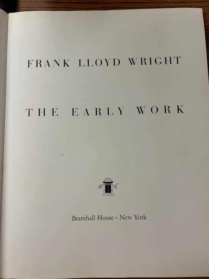 The Early Work by Frank Lloyd Wright; 1968 | eBay