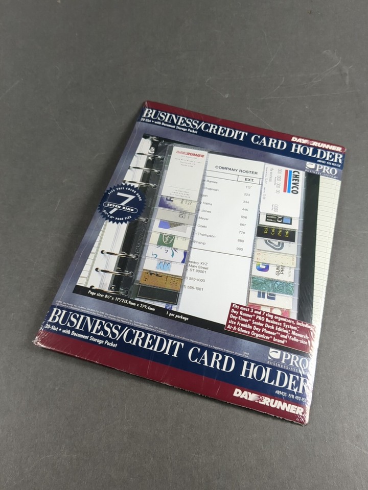 Day Runner Business / Credit Card 20 Slot Holder Refill Pages 3 Or 7 ...