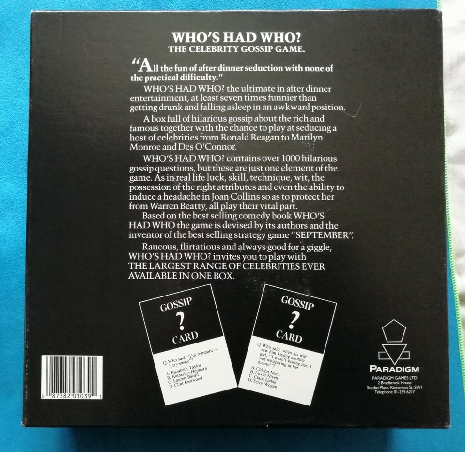 WHO'S HAD WHO? : The Celebrity Gossip Game ~ Board Game Made by ...