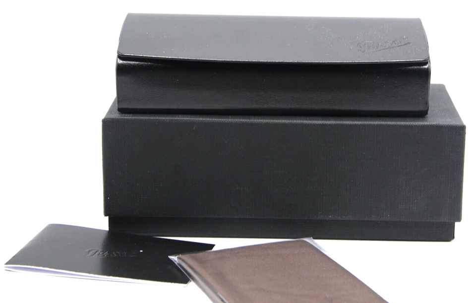 PERSOL AUTHENTIC EYEGLASSES GLASSES BOX BLACK SNAP CASE SEALED CLOTH ...