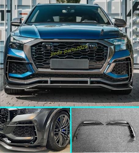 For Audi RS Q8 2020+ Real Carbon Fiber Front Bumper Fins Splitter Air ...