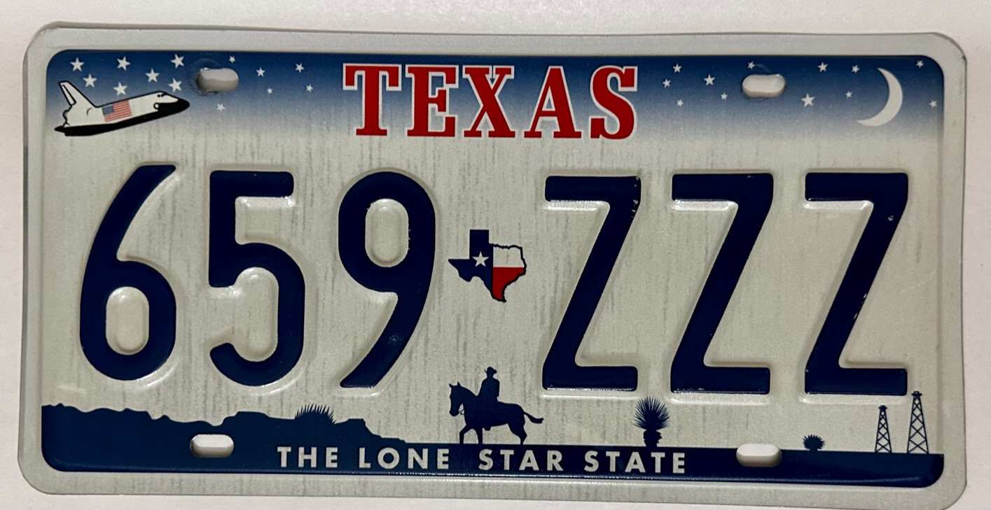 TEXAS Space Shuttle License Plate TX #659-ZZZ | eBay