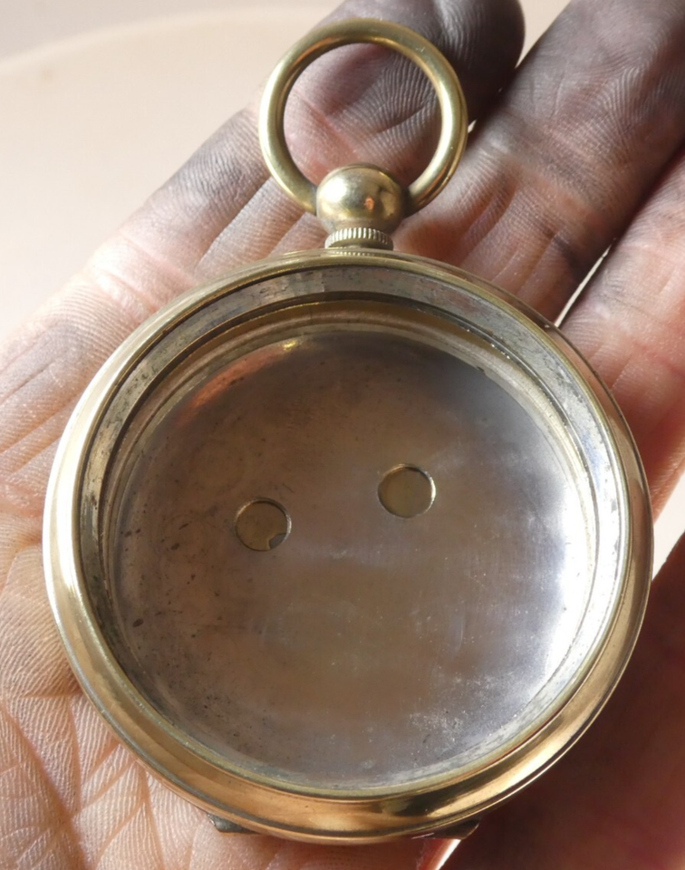 Antique Swiss Silver Plate Brass Pocket Watch Pair Case Snapback Fusee ...