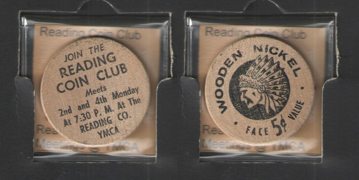 READING COIN CLUB MONTHLY MEETINGS @ YMCA READING PA Wooden Nickel | eBay