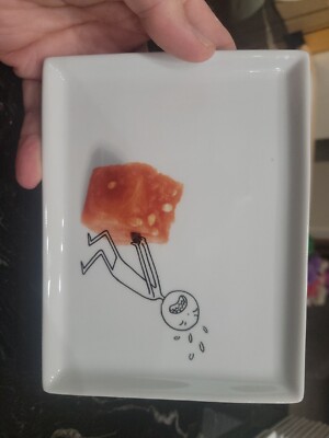 Crate & Barrel CB2 OLIVER WATERMELON 2015 Rectangle Appetizer Plate 6.5 ...