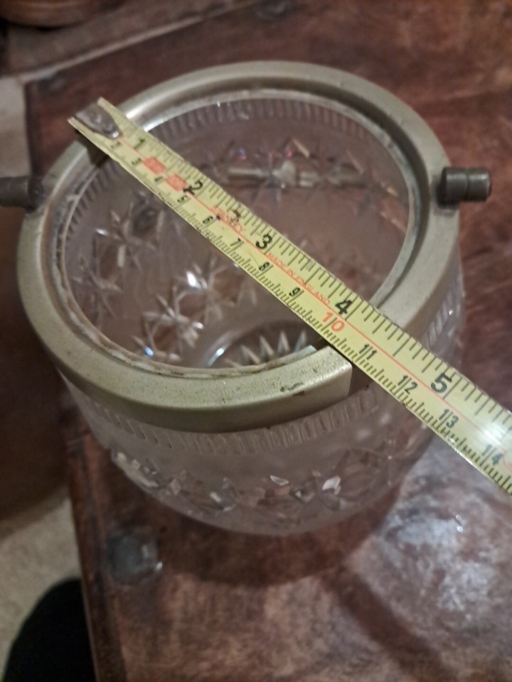 Vintage EPNS Silver Plate & Cut Glass Biscuit Barrel Holder with Handle ...