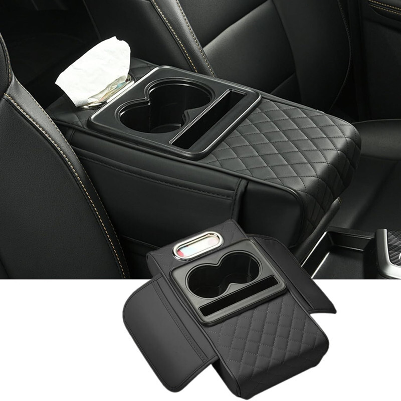 Auto Center Console Armrest Pillow Armrest Cover Cushion With Cup＆Phone ...