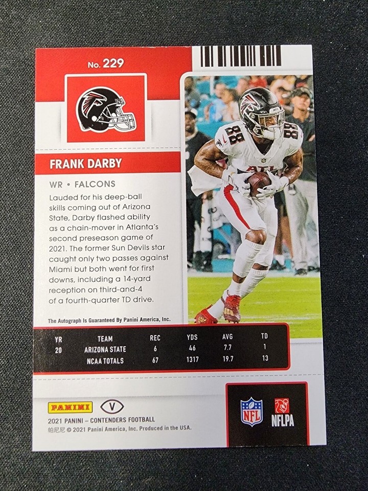 Frank Darby #229 (RC) - 2021 Contenders Rookie Ticket Auto Variation ...