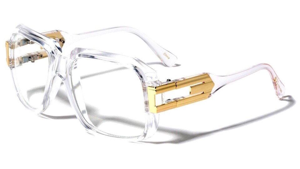 GAZELLE OVERSIZED SQUARE SUNGLASSES CLEAR LENS RUN DMC RETRO DESIGNER ...