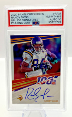 2020 Panini Chronicles NFL 100 Signatures Randy Moss #N100-RAM PSA 8.5 ...