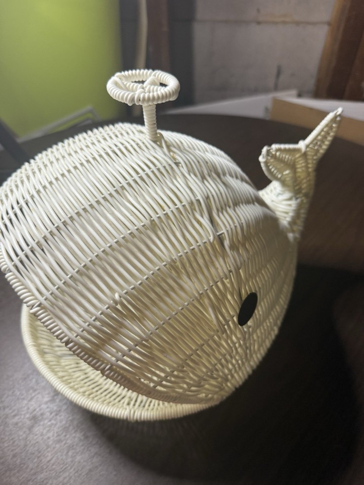 White Wicker Whale Storage Basket Pier 1 Imports 12” | eBay