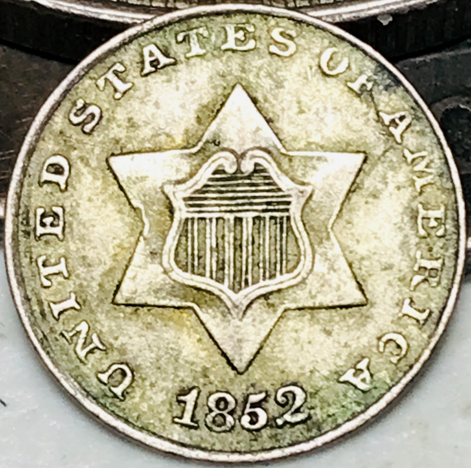 1852 Three Cent Silver Piece Trime 3c Type 1 Ungraded Choice US Coin ...