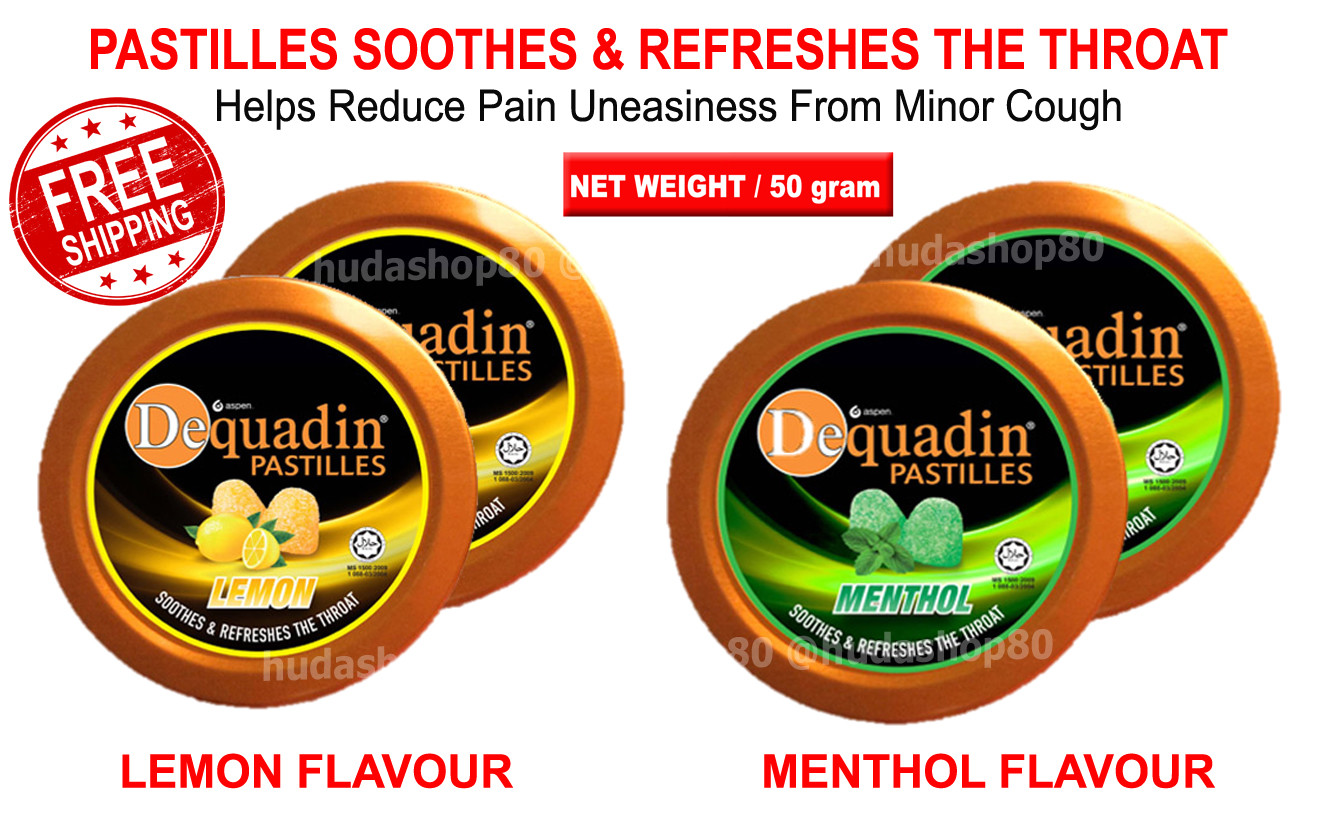 Soothes Refresh Sore Throat DEQUADIN Relieve Lemon Menthol Pastillles ...