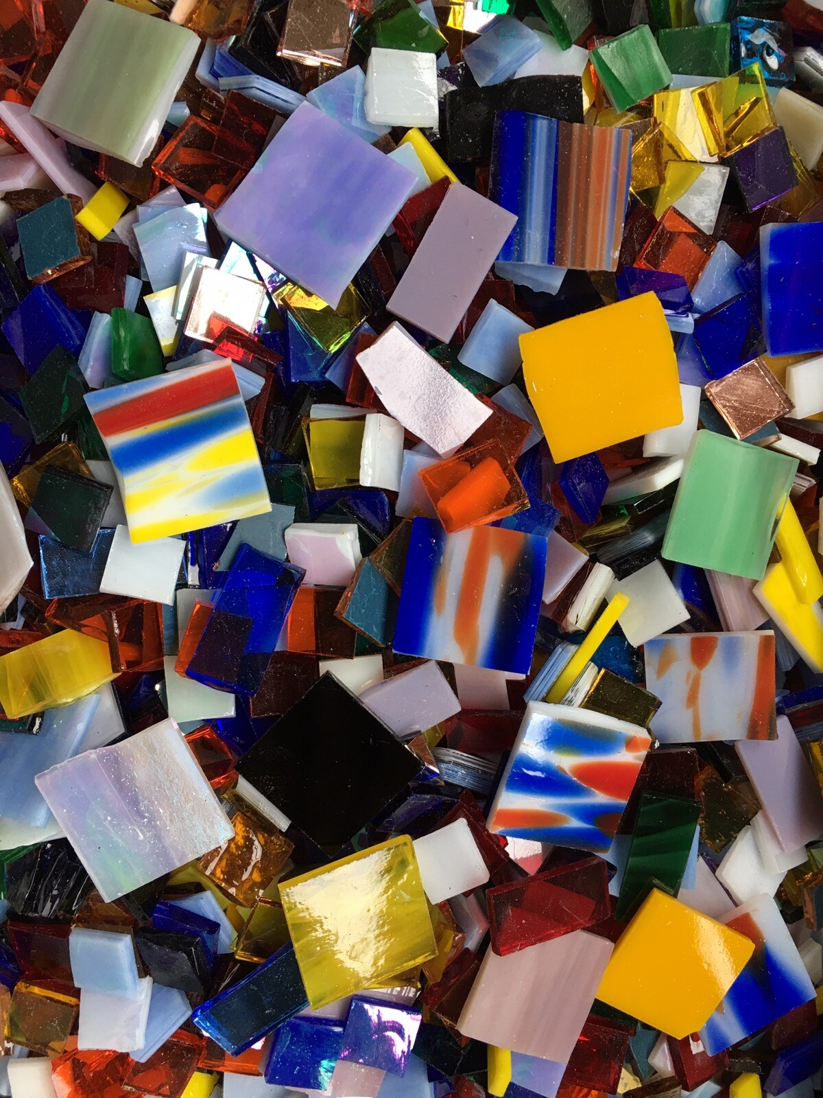 1Lb MOSAIC STAINED GLASS TILE SPECTRUM 1” ~ 1/2” HANDCUT MIX COLORS USA ...