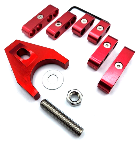 Chevy Red Billet Aluminum Spark Plug Wire Separator & Distributor Clamp ...