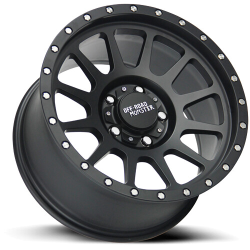 (Set of 4) Off-Road Monster M10 17x9 6x5.5" +0mm Flat Black Wheels Rims ...