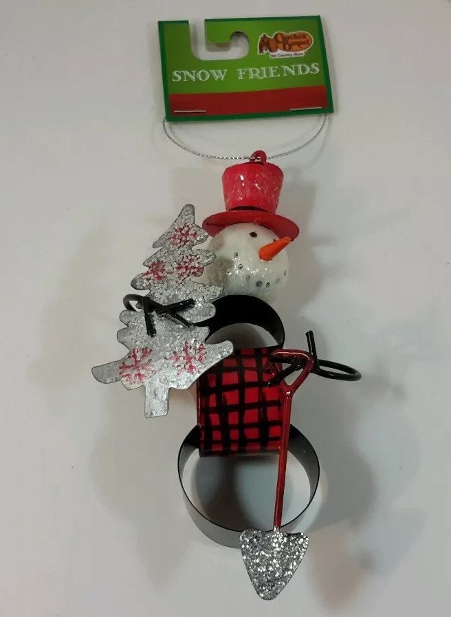 Cracker Barrel Snow Friends Snowman Metal Glitter Snowflake Ornament | eBay