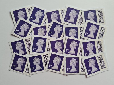 20 UNFRANKED PURPLE FIRST CLASS BARCODED STAMPS ON PAPER - GRADE B ...