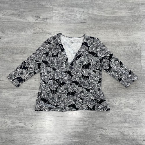 Talbots Top Women’s Plus 1X Blouse 3/4 Sleeve Tee Floral Art To Wear ...