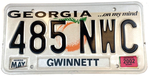 Georgia 2002 Gwinnett County Car License Plate Garage Man Cave Decor ...