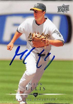 Mark Ellis autographed baseball card (Oakland Athletics) 2008 Upper ...