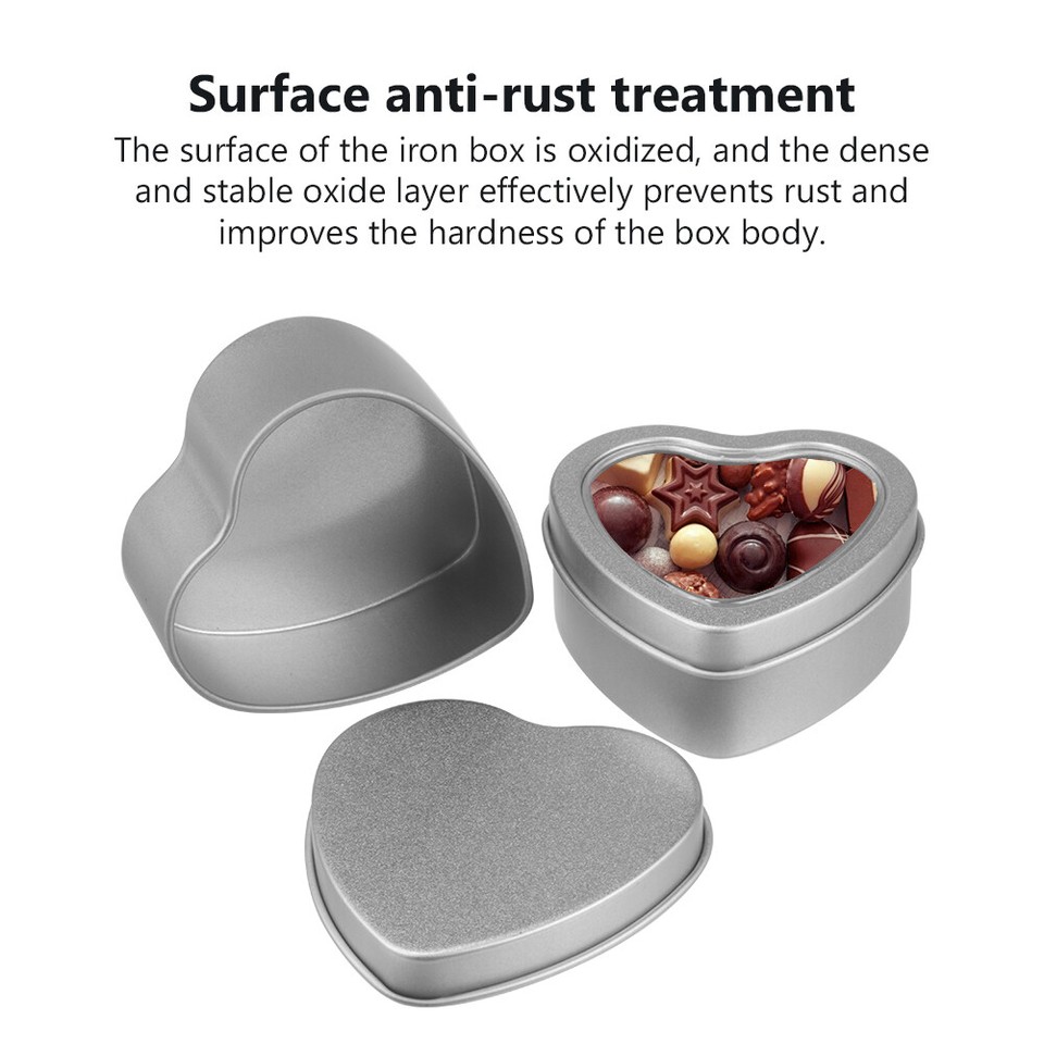 1/6/12x Small Heart Shaped Tin Can Metal Box Mints Candies Container ...