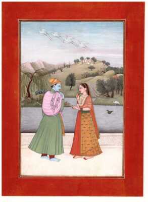 INDIAN MINIATURE PAINTING PAHARI STYLE BARAHMASA SUBJECT MARGASHIRSHA ...