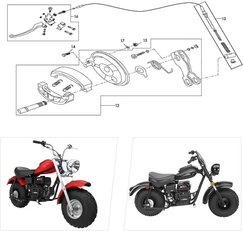 Mini Bike Brake Kit for Baja Warrior Heat Massimo MB165 MB200 196cc ...