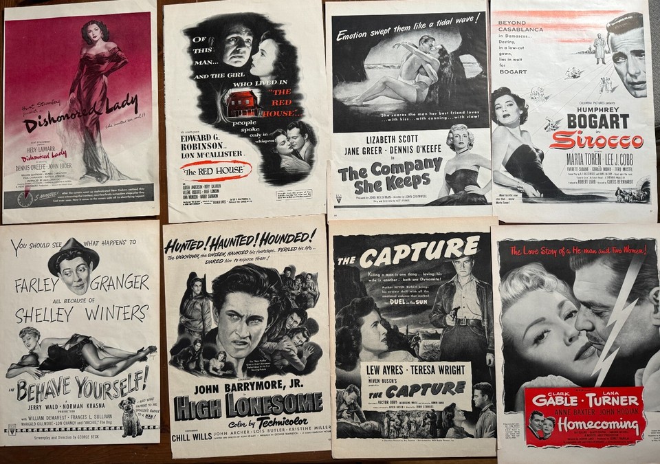 Lot 363 Magazine ads FILM MOVIE 40s 50s Gregory Peck Jane Russell Kirk ...