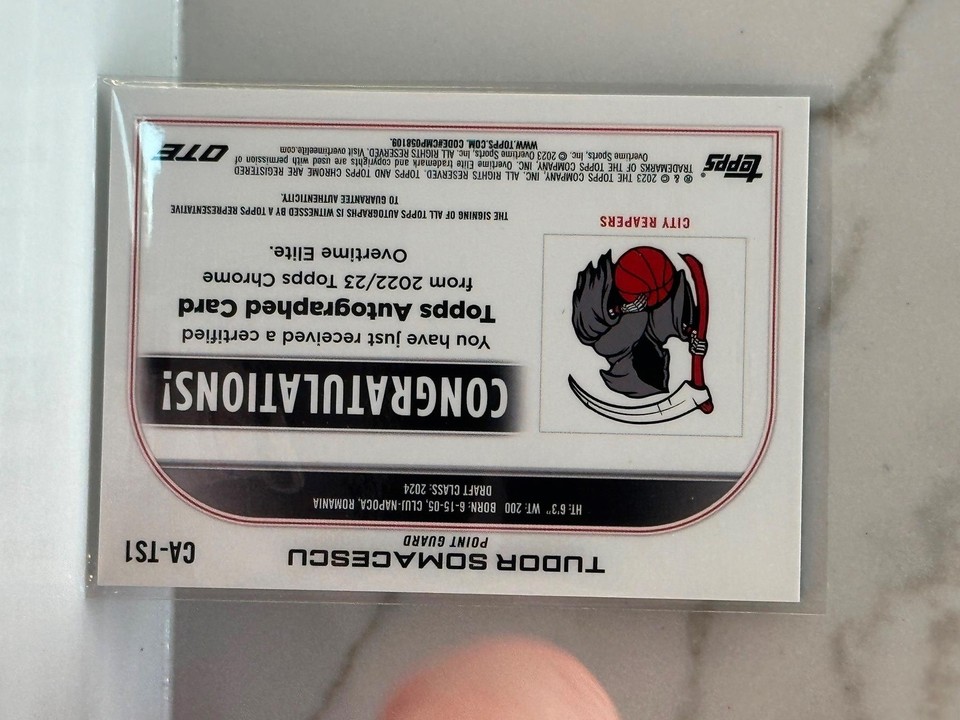 2023 Topps Chrome TUDOR SOMACESCU #CA-TS2 Aqua OTE Refractor Auto RC ...