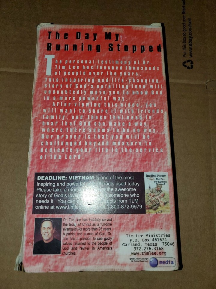 The Day My Running Stopped - The Personal Testimony of Dr Tim Lee (VHS ...