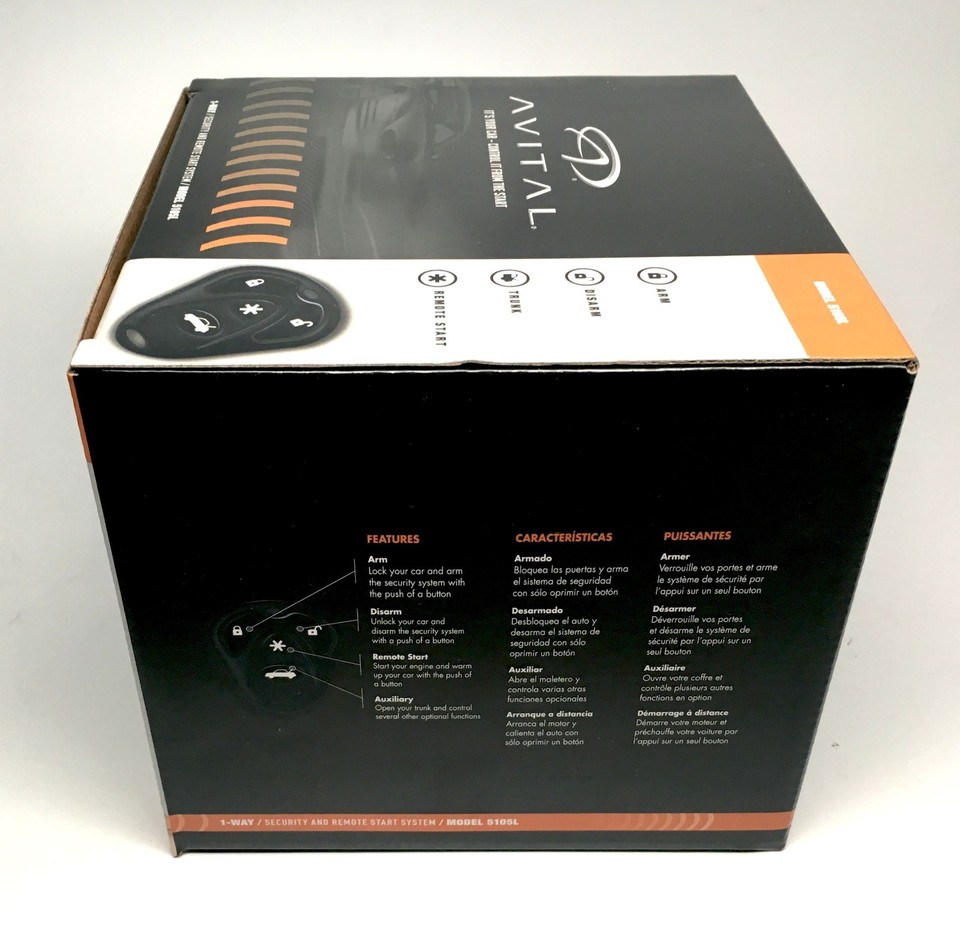 Avital 5105L Alarm & Remote Starter 1500 Ft Range TWO 4-Button Remotes ...