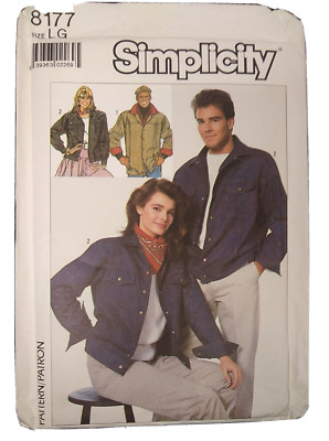 Simplicity 8177 Unisex Adult Jacket Size Large Sewing Pattern New | eBay