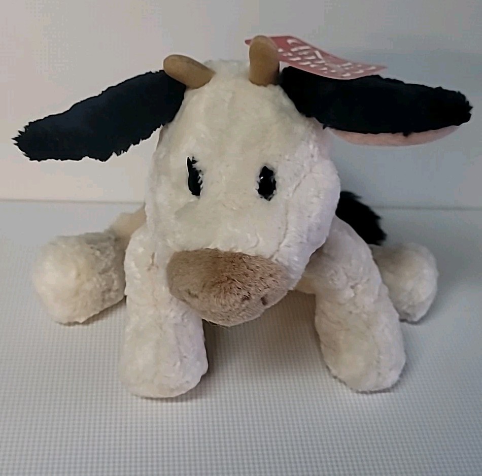 Gund Milkshake Cow Plush Cream Black Collar Pink Ears Stuffed Animal ...