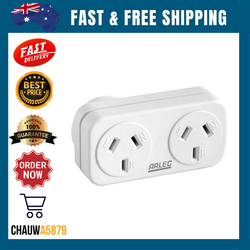 Twin Plug Right Hand / Triangular Double Adaptor Arlec 240V, 10amp ...