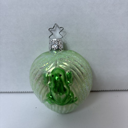 Inge Gla Green Frog On A Lily Pad Glass Ornament | eBay