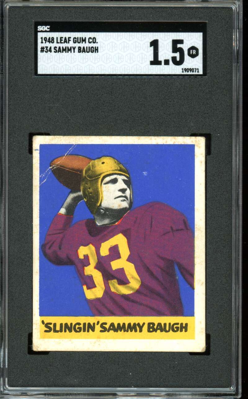 1948 Leaf 34 Sluggin Sammy Baugh Maroon Jersey RC/Rookie Redskins HOF ...
