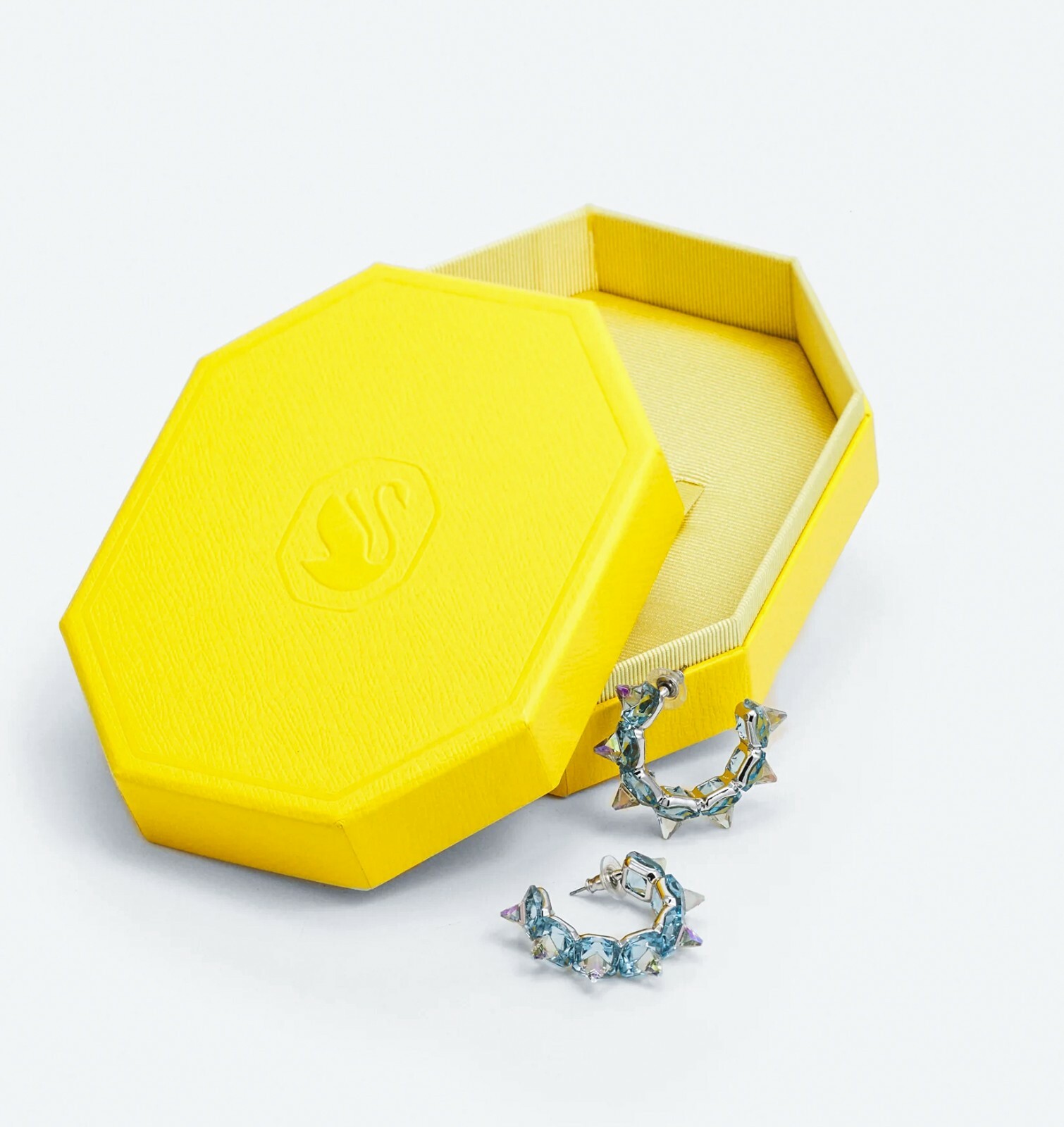 New in Gift Box SWAROVSKI Brand 5600894 Blue Rhodium Chroma hoop ...